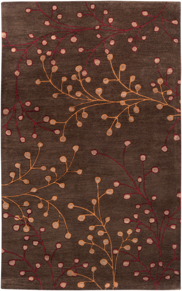 Athena ATH-5052 Dark Brown Floral Wool Rug