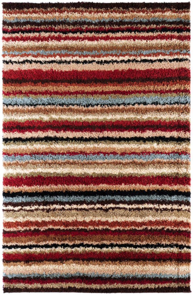 Concepts CPT-1712 Dark Red Striped Shag Rug
