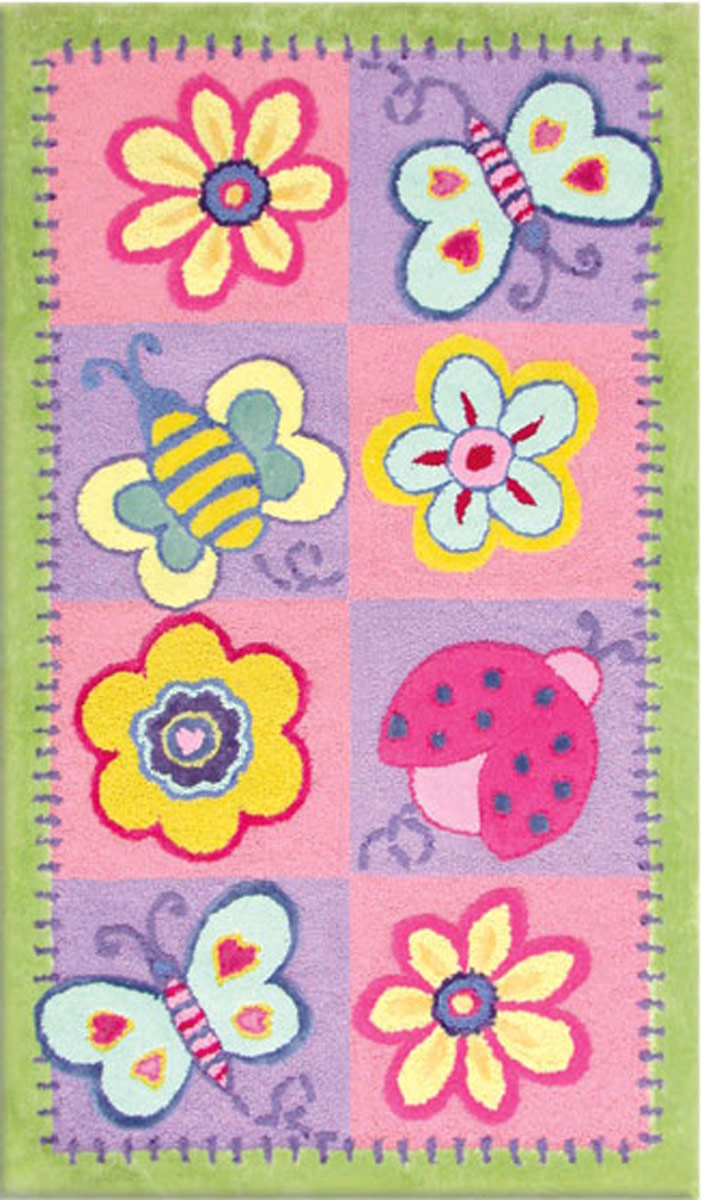 Modern Loom Pink Floral Bordered Rug 2 from the Kids' Rugs Collection ...