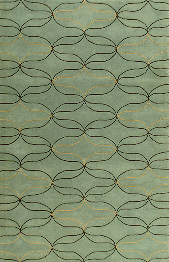 Modern Loom Green Patterned Rug