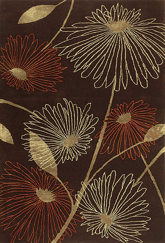 Modern Loom Brown Floral Rug 15