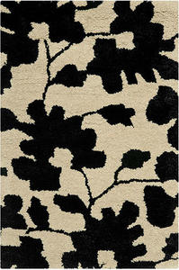 Modern Loom Black Floral Wool Rug 5