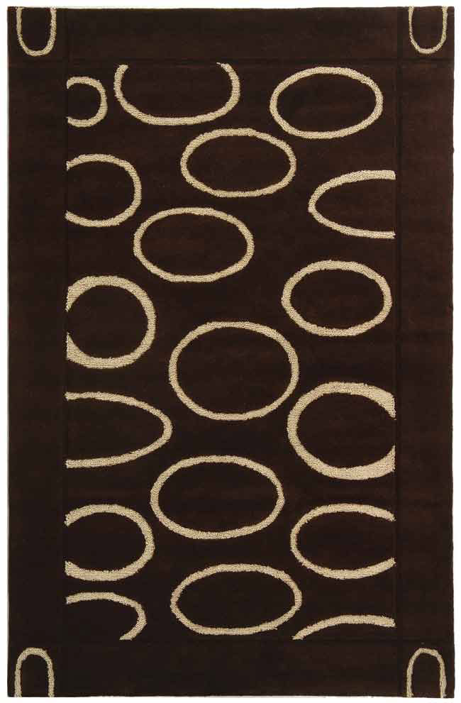 Modern Loom Brown Bordered Wool Rug 2