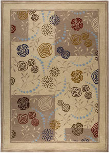 Modern Loom Beige Floral Wool Rug