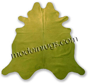 Solid Khaki Green Cowhide Rug