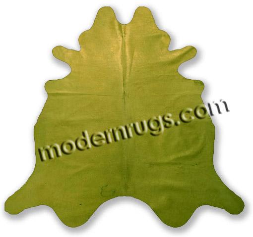 Solid Khaki Green Cowhide Rug