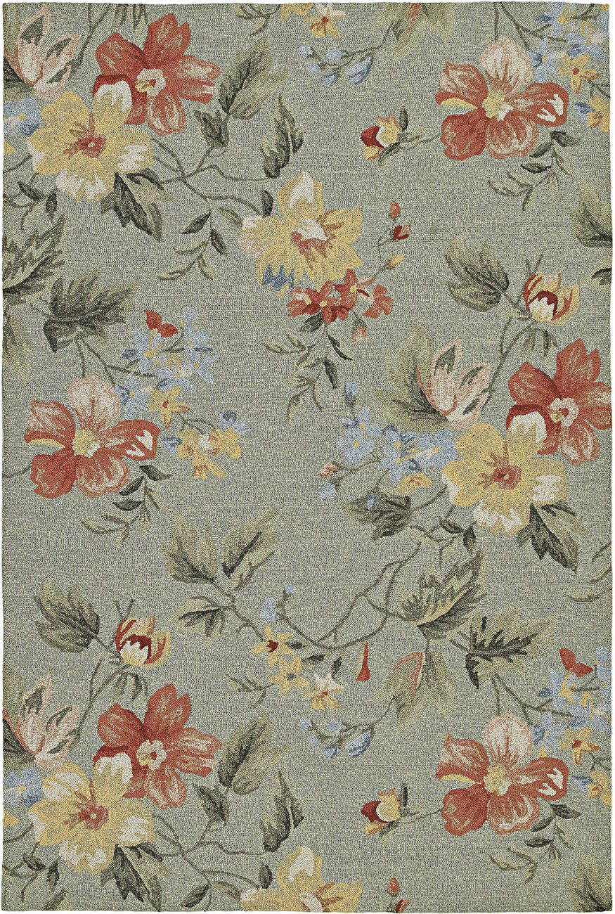 Modern Loom Home and Porch Sage Green Outdoor Floral Contemporary Rug