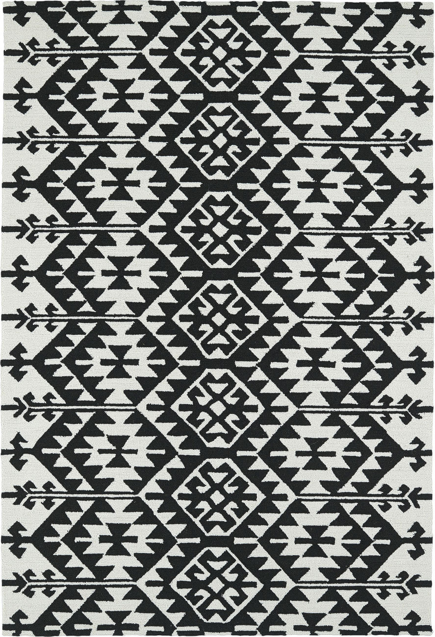 Modern Loom Habitat Black Outdoor Patterned Modern Rug