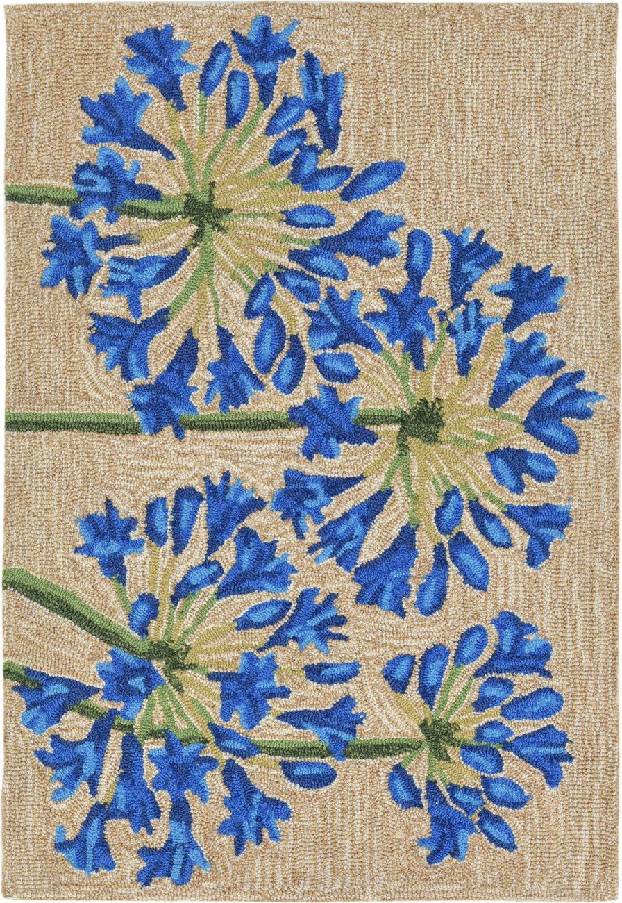 Trans Ocean Ravella Blue Outdoor Floral Contemporary Rug 4