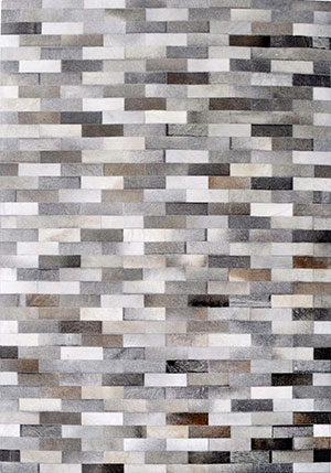 Modern Loom Gray Patterned Leather Rug 3