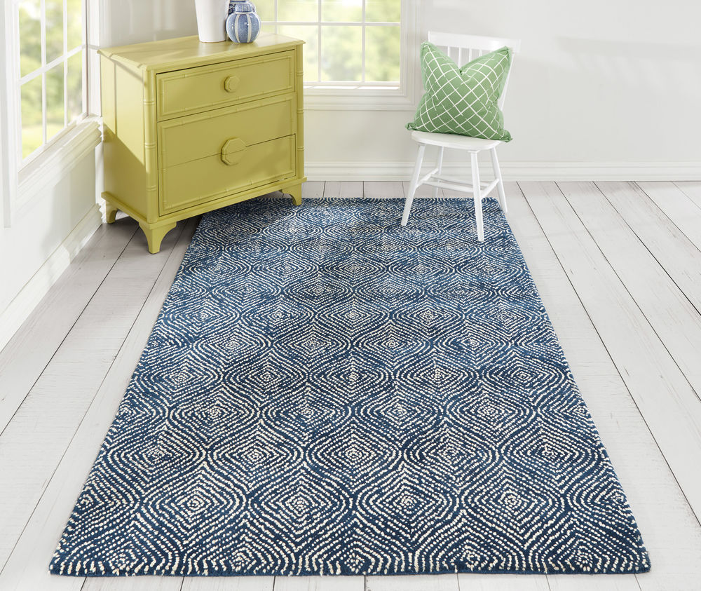 Momeni Roman Holiday ROH-1 Blue Hand Tufted Wool Rug from the Bauhaus ...