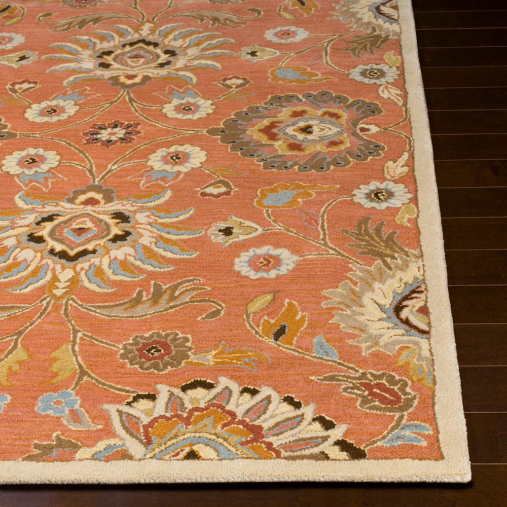 Surya Caesar CAE-1107 Burnt Orange Floral Wool Rug from the Botanical ...