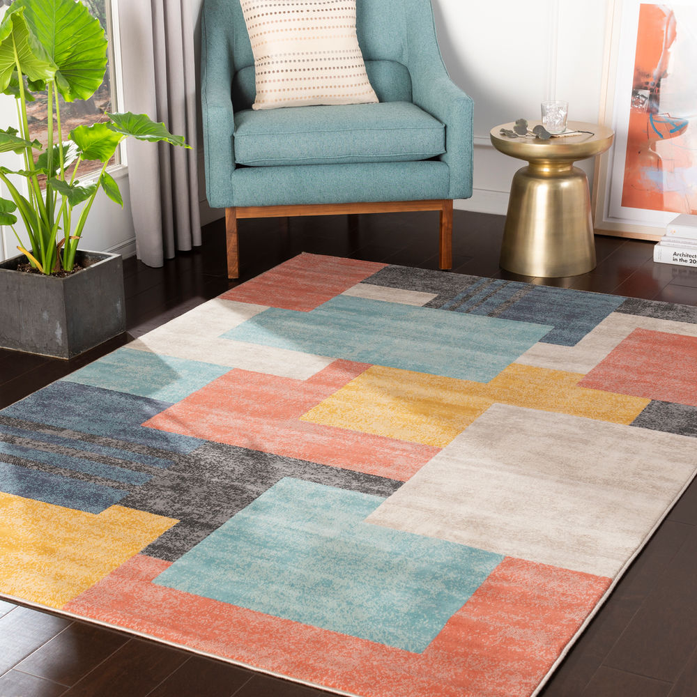 City CIT-2342 Coral Abstract Synthetic Rug