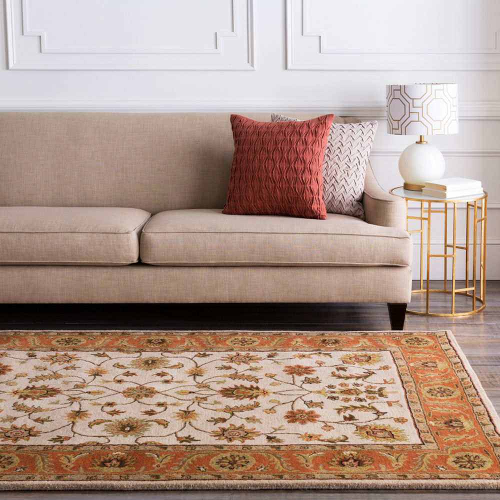 Surya Crowne CRN-6004 Beige Wool Traditional Rug from the Modern Border ...