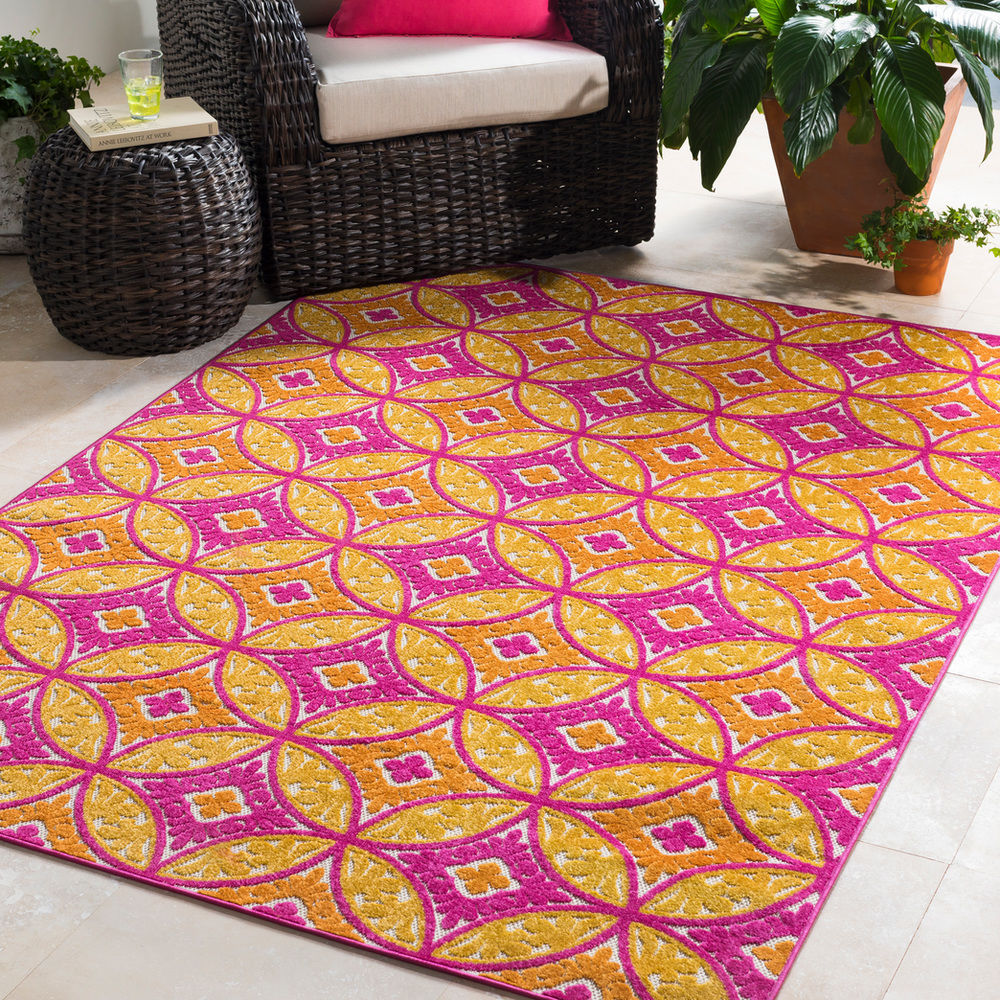 Surya Jolene JOL-1013 Bright Pink Patterned Outdoor Rug