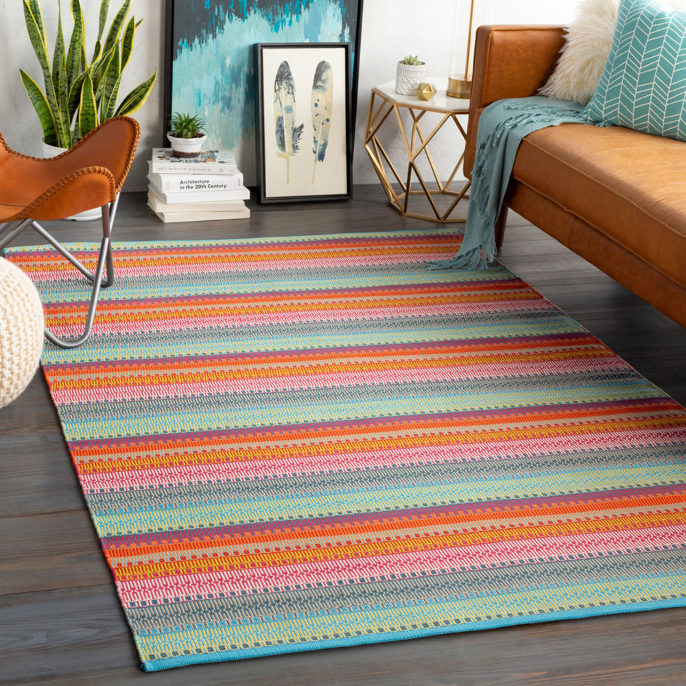 Maritime MTM-1005 Bright Pink Striped Outdoor Rug