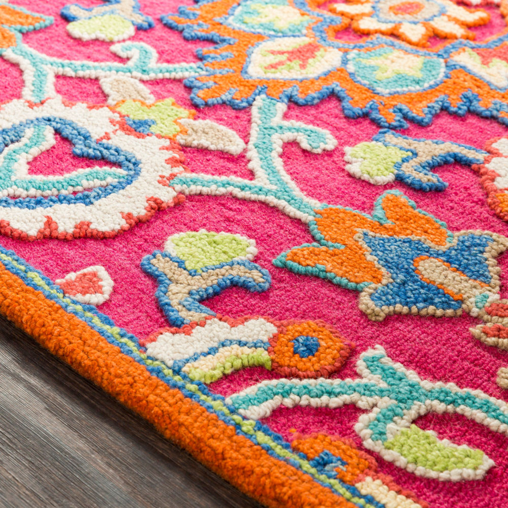 Technicolor TEC-1000 Bright Pink Patterned Wool Rug