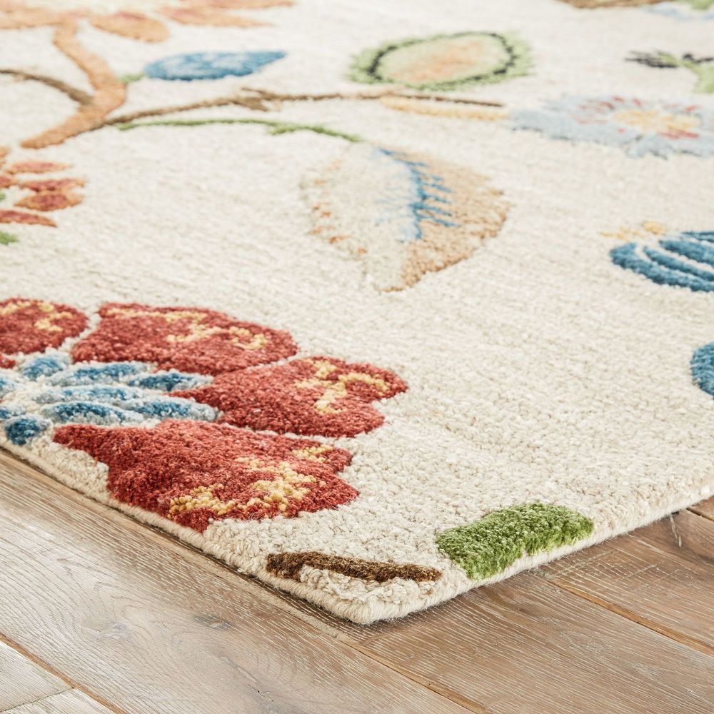 Jaipur Living Blue BL33 Garden Party White Hand Loomed Wool Rug from ...