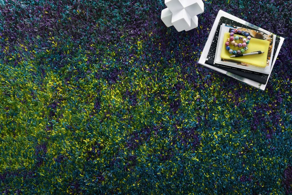Modern Loom Barcelona Shag BS-03 Peacock / Lime Abstract Shag Rug
