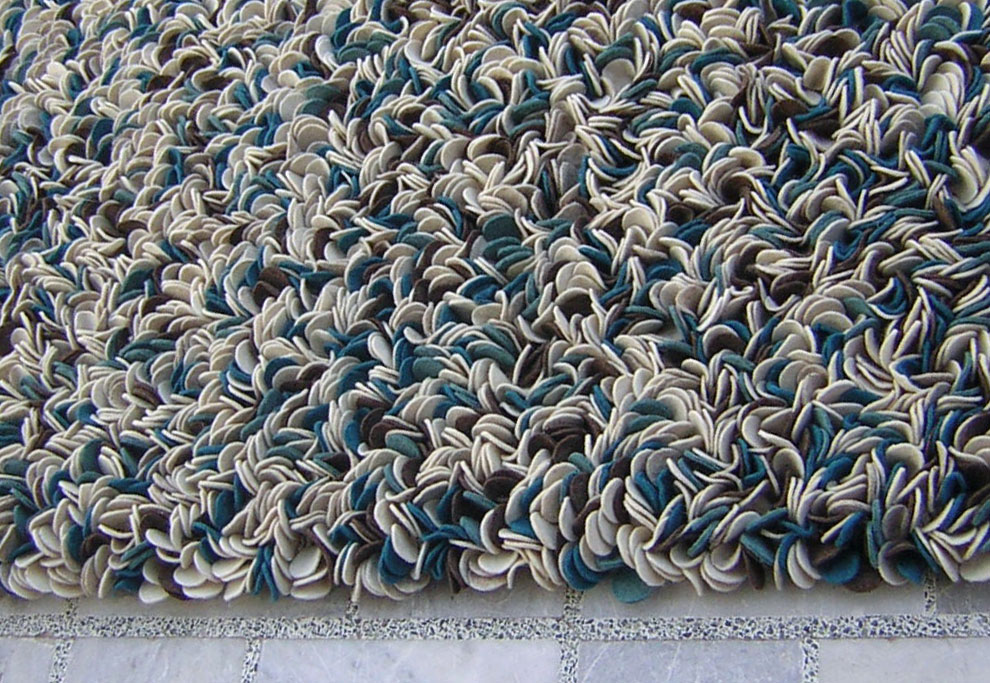 Enoki Blue / Gray-Brown / White Mix Felted Shag from the Felt Rugs ...