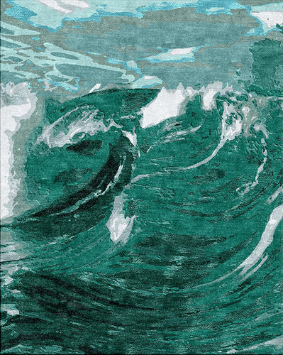 Sarawagi Green Designer Wool Rug 2